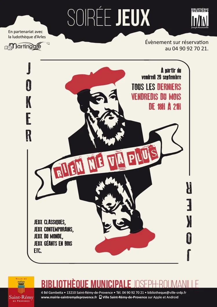 Soirée jeux : Rien ne va plus ! – Ville de Saint-Rémy-de-Provence